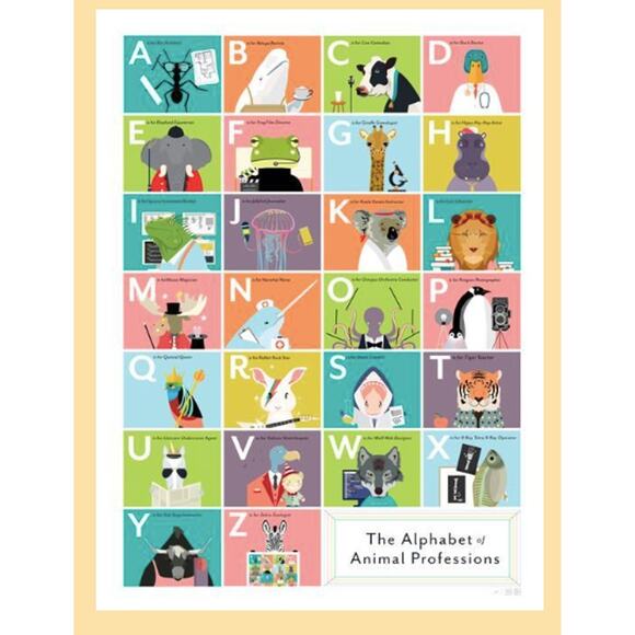 Pop Chart | Art | The Alphabet Of Animal Professions 8 X 24 Fine Art ...